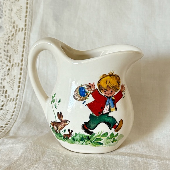 Mccoy | Kitchen | Vintage Mccoy Small Pitcher Boy And Rabbits | Poshmark